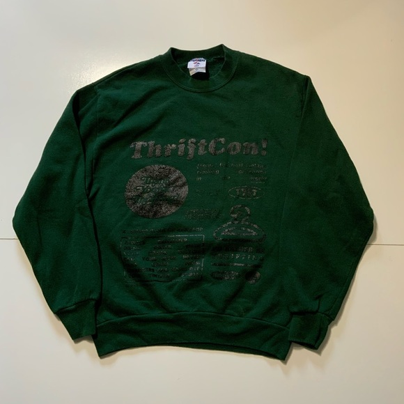 Shirts | Thriftcon Thank You For Thrifting Tyft Green Graphic Crewneck ...